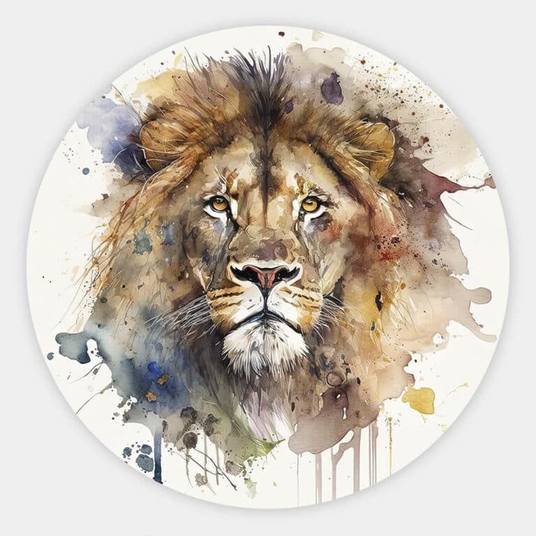 Muurcirkel Leeuw aquarel illustratie - FotoprintXL